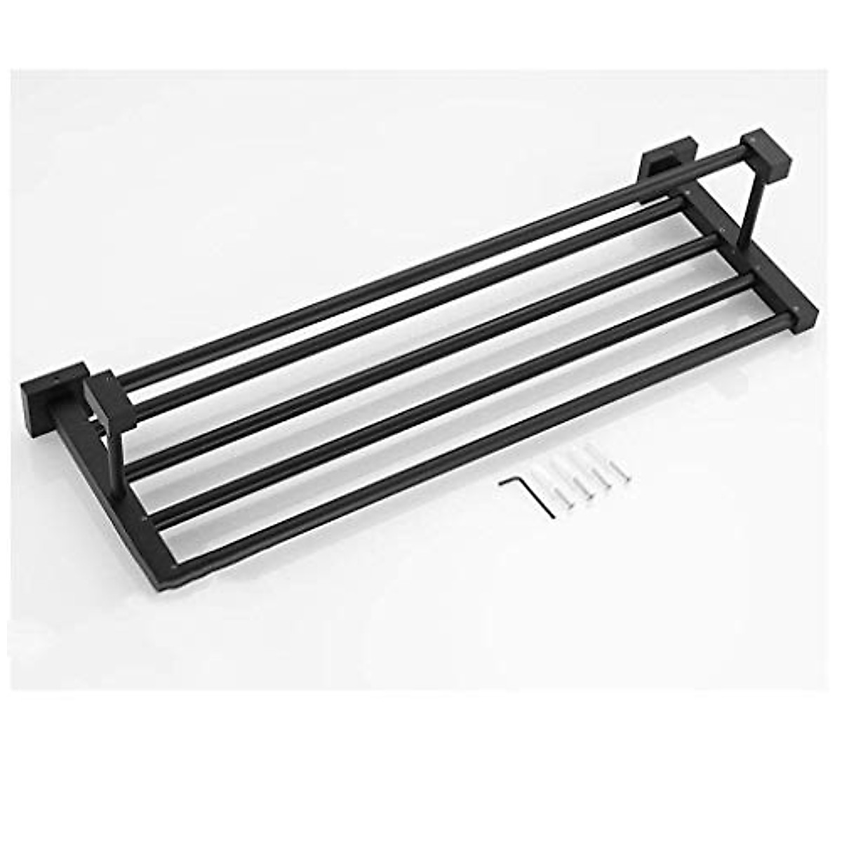 ZJYWMM Fast Drying Adhesion Easy to fit Bath Towel Easy tSpace Aluminum Black Paint Double-Layer Multi-bar with Storage Platform Multifunctional Hotel Kitchen Wall-Mounted Towel Rack-Leng