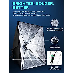 Tocoan Softbox Photography Lighting Kit, 2packs 27 x 20 inches Photo Studio Equipment & Continuous Lighting System with 85W 3000K-7500K LED Bulbs for Video Recording, Portrait Product Photo Shoot