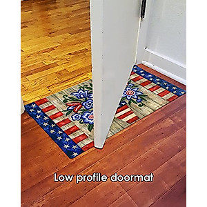 Toland Home Garden 800253 Patriotic Flowers Summer Door Mat 18x30 Inch 4th of July Outdoor Doormat for Entryway Indoor Entrance