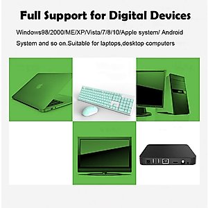Wireless Keyboard Mouse Combo,2.4G USB Cordless Cute Lightweight Mute Chocolate Keyboard and Optical 800-1200-1600DPI Adjustable Mouse Set Office Game Home Use for Notebook Laptop Computer (Green)