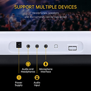 Lankro 61 Key Keyboard Piano Electric Keyboard Kit Lighted Keys With LCD Display, Microphone, Power Supply, Audio Cable, Piano Key Stickers, White