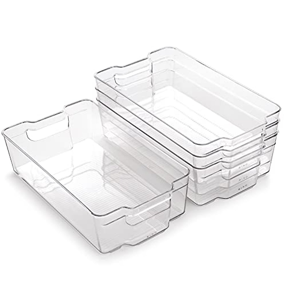 BINO | Stackable Storage Bins, X-Large - 4 Pack | The Stacker Collection | Clear Plastic Storage Bins | Organization and Storage Containers for Pantry & Fridge | Multi-Use Organizer Bins | BPA-Free