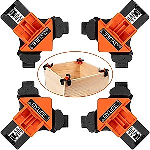 90 Degree Angle Clamps, Woodworking Corner Clip, Right Angle Clip Fixer, Set of 4 Clamp Tool with Adjustable Hand Tools (orange+black)