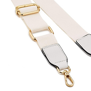 DEVPSISR Wide Shoulder Purse Strap Replacement Adjustable Belt Canvas Bag Crossbody Handbag (Leather Buckle-Creamy White)