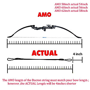 Recurve Bow String Dacron Bow String Replacement Archery Supply for Traditional and Recurve Bow, AMO 58/60/62 inch, 16/14Strands (AMO 66inch 14 strands)