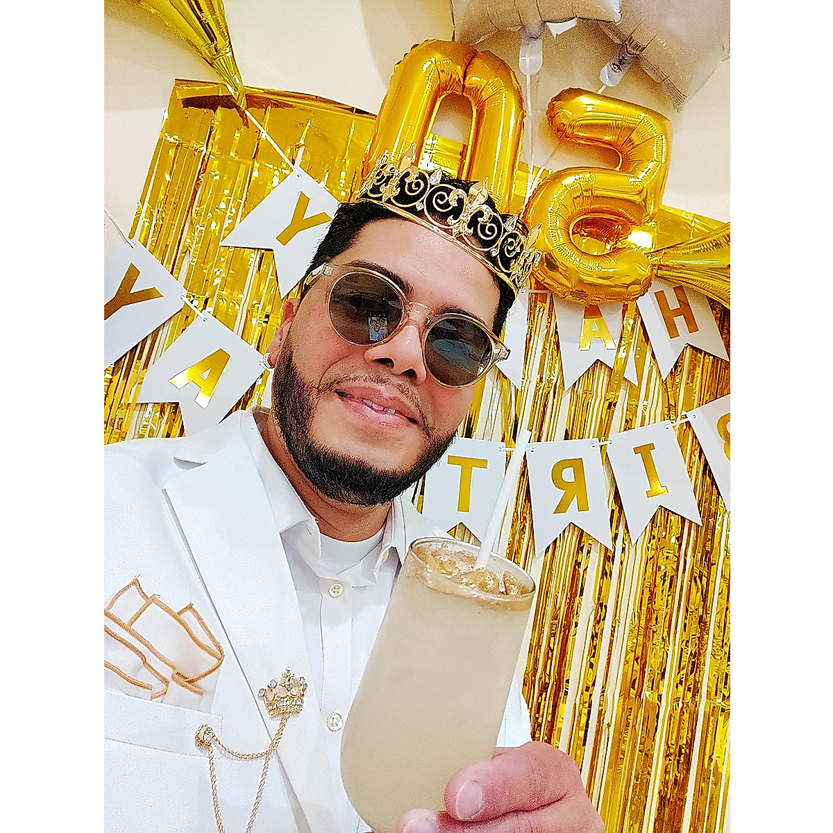 yanstar Gold King Crowns for Men, Metal Royal Prince Crown and Tiaras for Birthday Prom Party Hats Costume