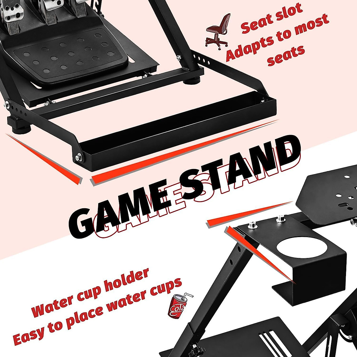 Supllueer Foldable Racing Wheel Stand with Seat Slot Fit for Logitech G25 G27 G29 G920 G923,Thrustmaster T248 T300RS T300 T500,Fanatec,Steering Wheel Stand,No Wheel,Shift,Pedals,TV