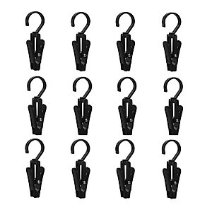 Setesaio 12PCS 4.13 Inch Long Plastic Home Travel Swivel Hanging Laundry Hook 360 Degree Swivel Clothespin Hat Clip Fit Standard Shower Curtain Rod and Curtain Rod and Clotheslines