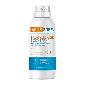 AcneFree Salicylic Acid Body Spray, Pore Clarifying Solution for chest and back, 5 Ounce