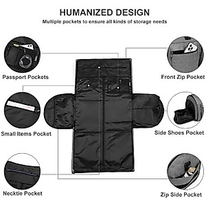 Rolling Garment Bags,Garment Bag with Wheels Travel Garment Bag with Shoe Compartment Rolling Duffle Bag with Wheels Trolley Suit Bag Overnight Weekender Bags for Women or Men-Grey