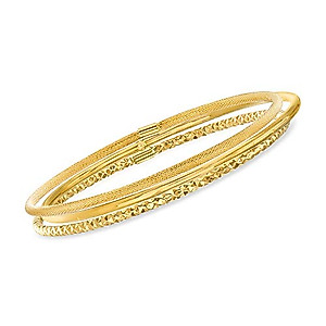 Ross-Simons Italian 14kt Yellow Gold Multi-Finish Jewelry Set: 3 Bangle Bracelets. 7 inches