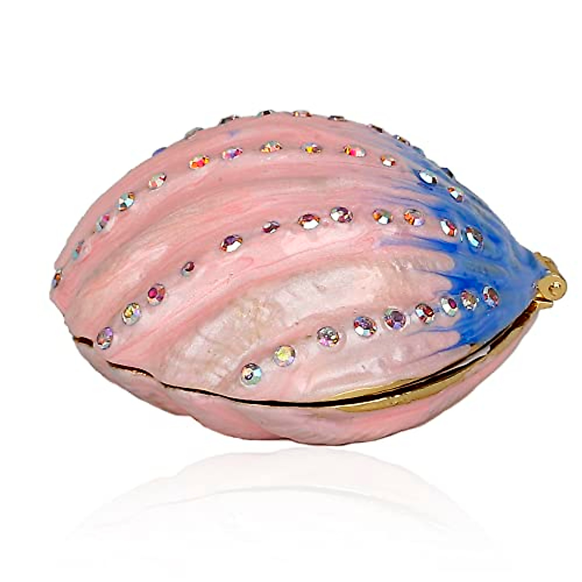 SEVENBEES Seashell Trinket Box Hinged Jewelry Boxes Sea Shell Trinket Box Seashells Ring Holder Figurine Collectible Ring Holder