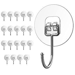 NetCan Adhesive Hooks for Hanging, 22 lbs Heavy Duty Self Adhesive Wall Hooks(Large Size), Sticky Wall Hangers Without Nails for Ceiling Bathroom Kitchen Door(12 Pack)