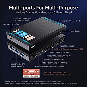 MeLE Quieter3C Fanless Mini PC Windows 11 Pro 16GB DDR4 512GB ROM Tiny Desktop PC Celeron N5105(up to 2.9GHz) Micro Computer USB-C Dual HDMI 4K, VESA Mount, WiFi 6, BT5.2 Office PC
