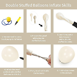 JZCZOEB Pearl White Double Stuffed Balloons Different Size 115Pcs 5/10/12/18" White Pearl Ivory Balloons Garland kit for Wedding Birde to be Engagement Bridal Shower Birthday Baby Shower Party