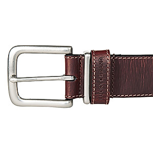 Lucky Brand Men Casual Belt, Leather Keeper-Brown, 40