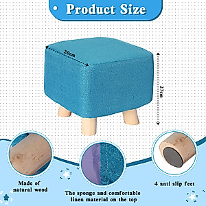 Sintuff 6 Pieces Solid Wood Stool Square Low Stool Shoe Stool Fabric Creative Small Square Stool for Kids and Adult Changing Stool Solid Wood Coffee Table Stool