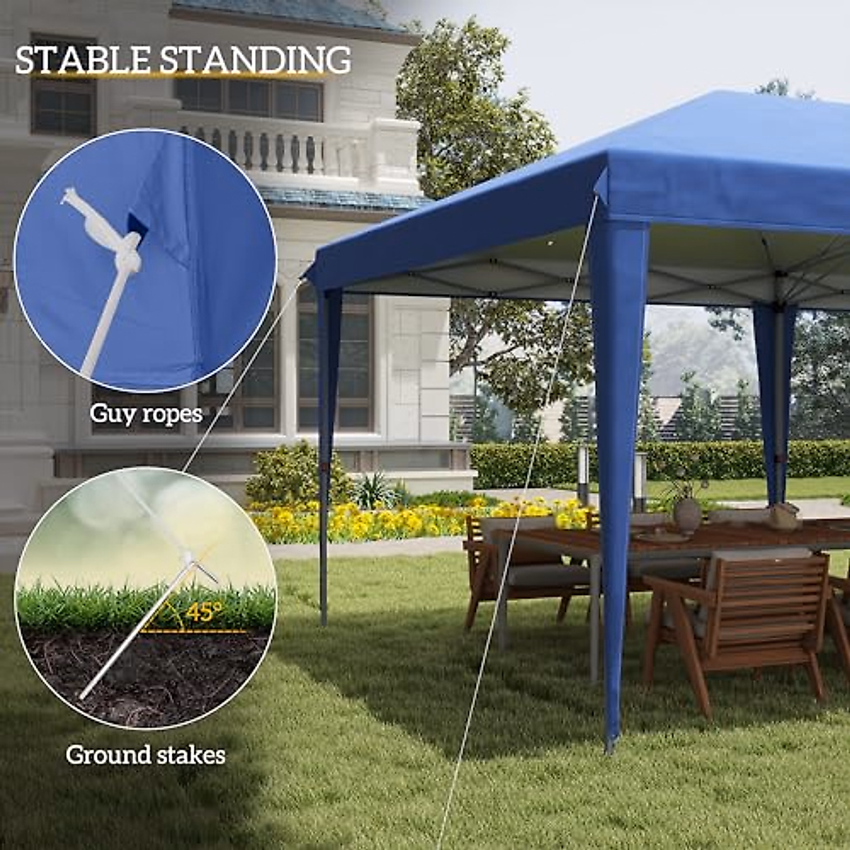 Outsunny 10' x 20' Pop Up Canopy Tent, Upgraded Heavy Duty Tents for Parties, Outdoor Instant Gazebo Sun Shade Shelter with Carry Bag, for Catering, Events, Wedding, Backyard BBQ, Blue