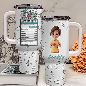 Personalized Nurse Tumbler 40oz -transplant coordination-Custom Name Insulated Travel Mug with Handle & Straw, Gift for Nurses, Medical Workers, Appreciation, Mother's Day cEGrcZ