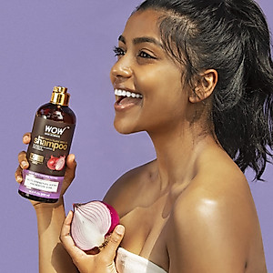 WOW Skin Science Red Onion Black Seed Oil Shampoo Increase Gloss, Hydration, Shine - Reduce Itchy Scalp, Dandruff & Frizz - No Parabens or Sulfates - All Hair Types (16.9 Fl Oz (Pack of 1))