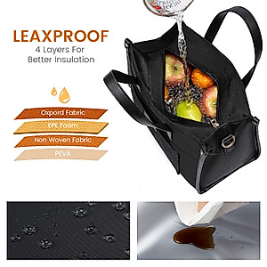 LOVEVOOK Lunch Bag Women Work,Lightweight Insulated Lunch Box for office-lady College Picnic Beach,Fashionable to Match,Black,S