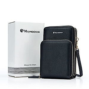 Maymooner Cell Phone Purse,Small Crossbody Bags For Women with Card Slots,Black