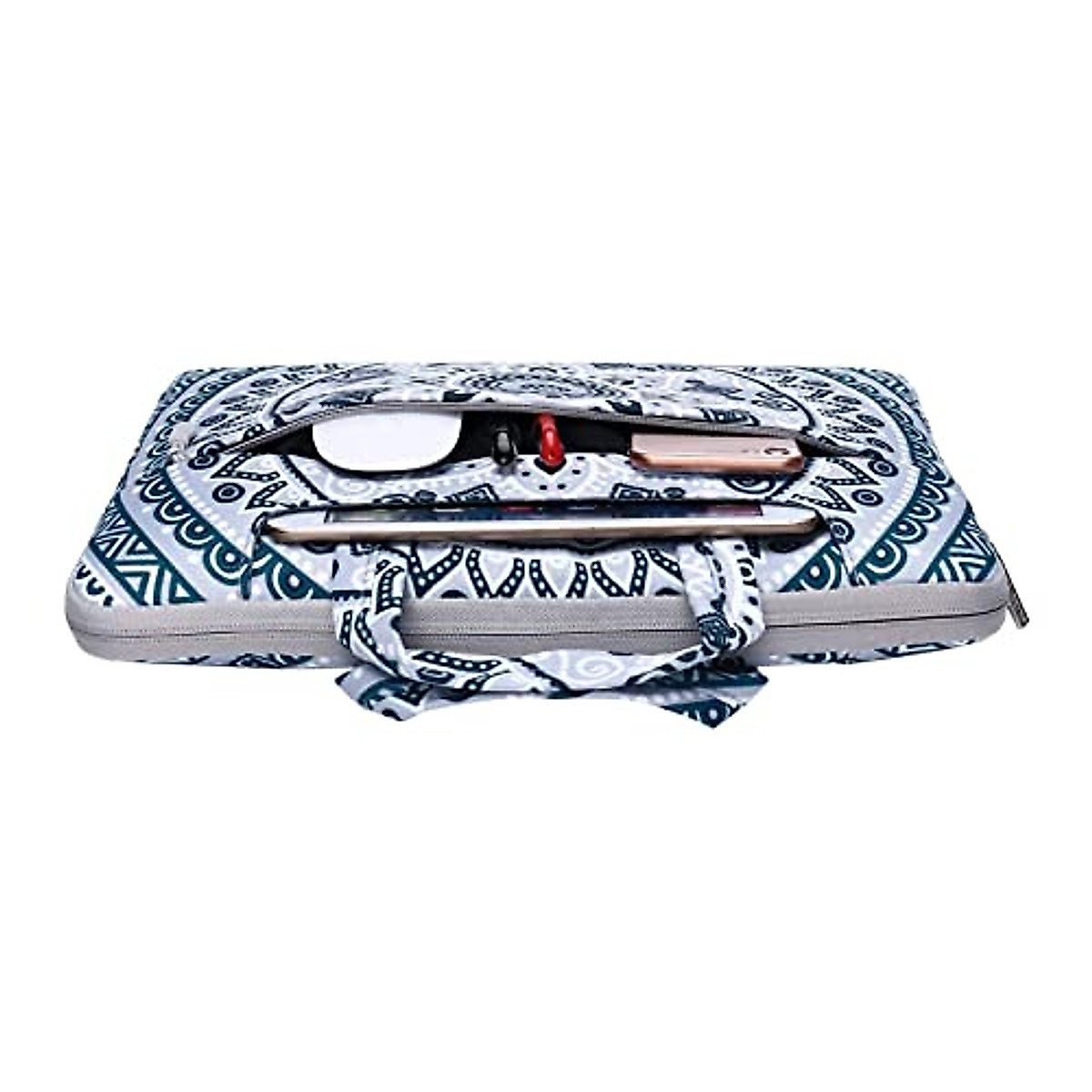 MOSISO Laptop Shoulder Bag Compatible with MacBook Air 15 inch M2 A2941 2023/Pro 16 2023-2019 M2 A2780 M1 A2485 A2141/Pro 15 A1398, 15-15.6 inch Notebook, Polyester Briefcase Sleeve Mandala MO-MDL006