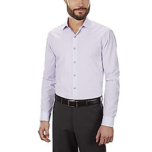 Kenneth Cole Unlisted Men's Dress Shirt Slim Fit Solid, Lilac, 15"-15.5" Neck 34"-35" Sleeve