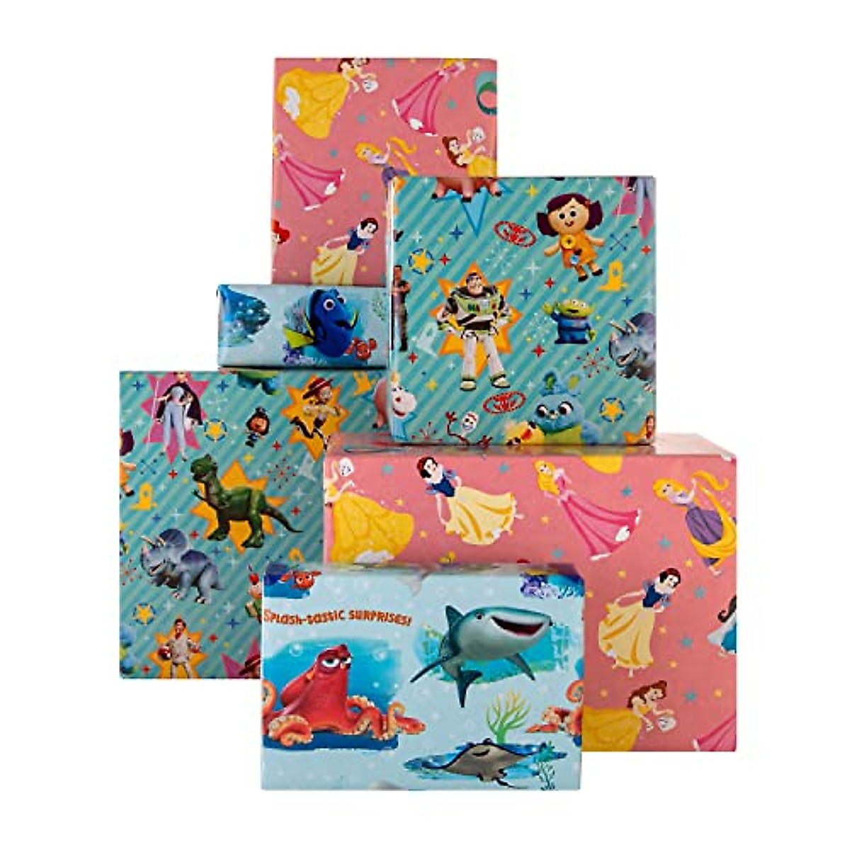 Hallmark Disney Wrapping Paper Bundle - 6 Rolls in 3 Fantastic Designs