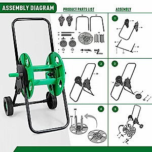 Altdorff Garden Hose Reel Cart with Wheels, Portable 66ft Hose Trolley, Water Hose Reel Retractable Holder for Outdoor Yard Lawn Farm Patio
