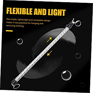 CAXUSD Clothes Pole Adjustable Curtain Rods Outdoor Clothesline Heavy Duty Tension Rod Home Clothesline Rod Hanger Reach Pole Curtain Pull Alloy Silver Simple Pole for Clothes Light Shot