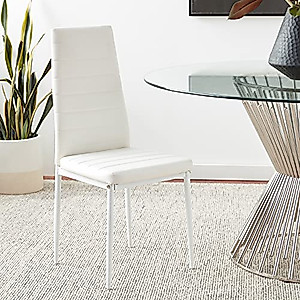 IDS Online Modern Faux Leather with Metal Legs High Back Padded Seat Chair for Kitchen, Dining Living Room, Restaurant, Single, White