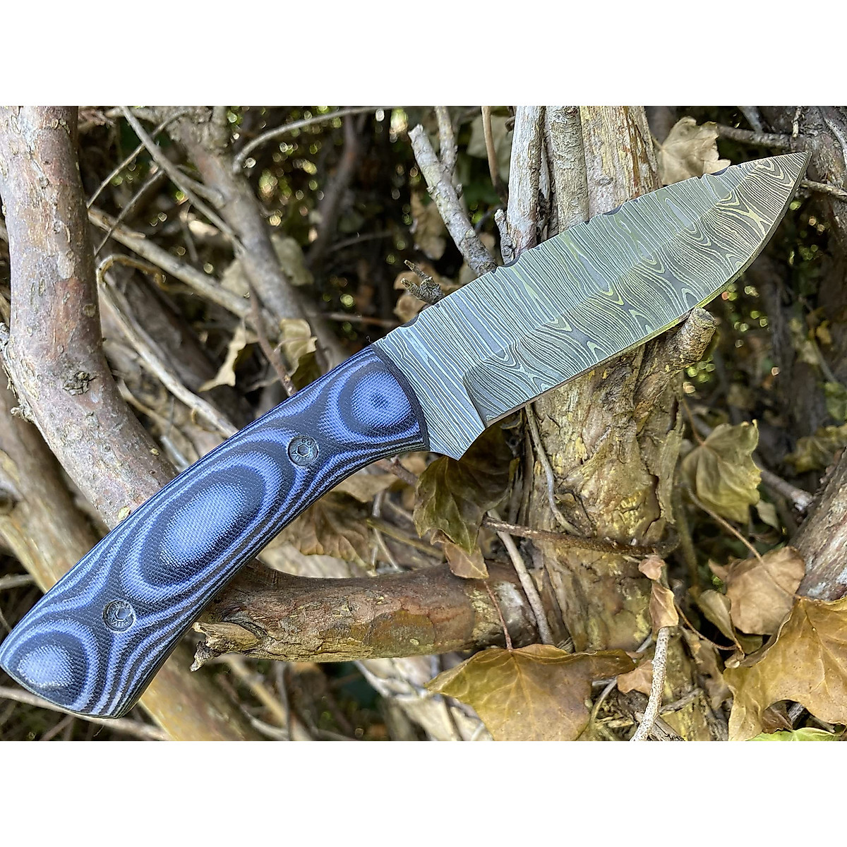 Perkin Handmade Damascus Hunting Knife Full Tang Fixed Blade Knife - 5MH