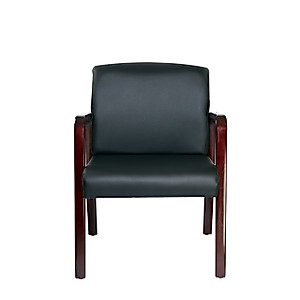Alera ALERL4319M Alera Reception Lounge Series Guest Chair, Mahogany/black Leather