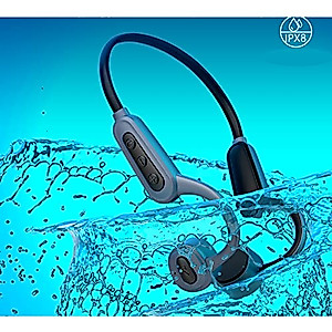 Sudroid Bluetooth Waterproof Headphones Wireless, Bone Conduction Headphones Hi-Fi Stereo Sound Neckband Open Ear Headset for Swimming Cycling Running Gym, Grey
