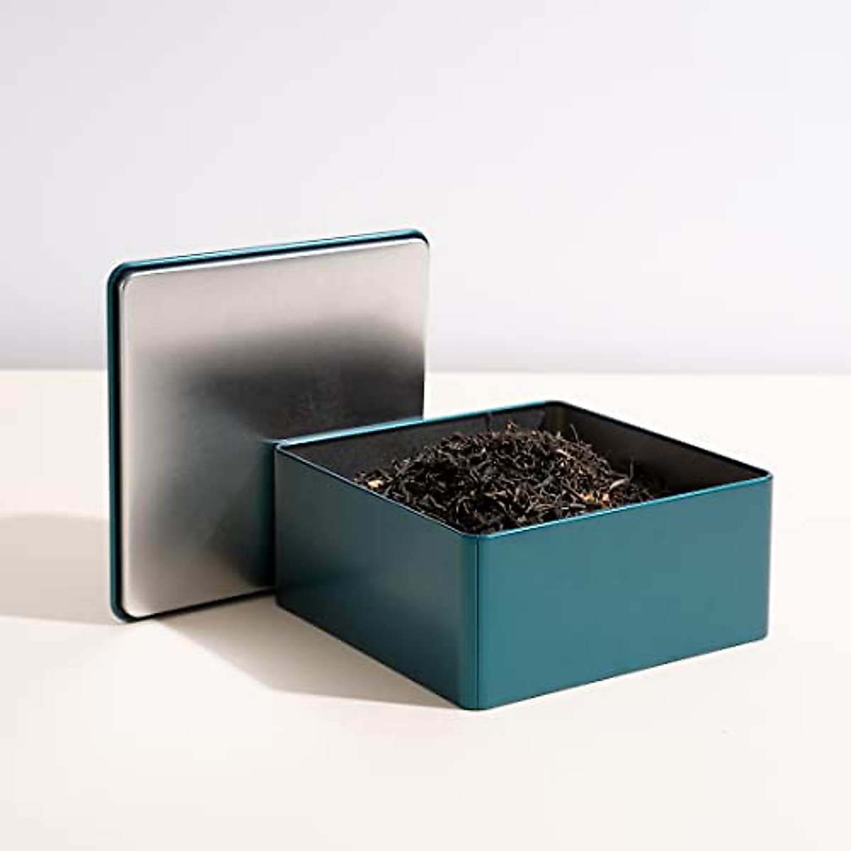 Tianhui Square Tin Canister/Container for Keeping Car,Tea,Coffee,Cookies, Food,Flour,Baked Goods Storage (Emerald Green)