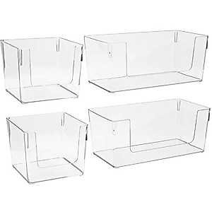 Sorbus Open Plastic Storage Bins Combo Set - Clear Pantry Organizer Box Bin Containers for Organizing Kitchen Fridge, Food, Snack Pantry Cabinet, Fruit, Vegetables, Bathroom, Square & Rectangle Set