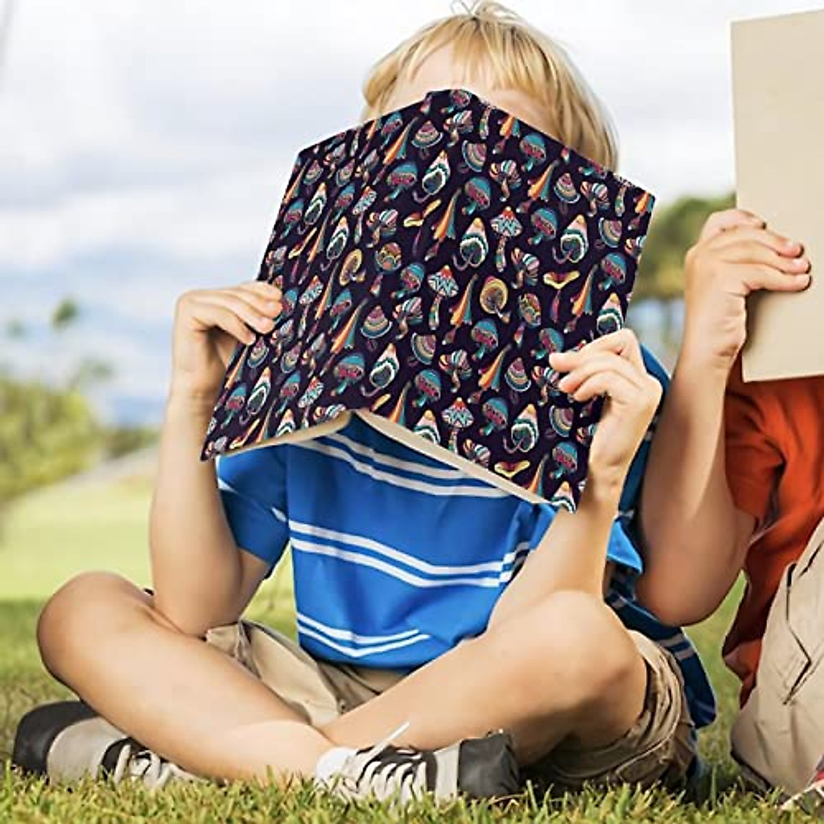 YEXIATODO Purple Mushroom Book Sleeve Cover Hard Books Cover for Paperback, Washable Fabric, Book Protector Tablet Pc Case Cover for Adult