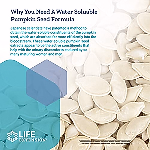 Life Extension Water Soluble Pumpkin Seed Extract - Supplement For Bladder and Urinary Health - Non-GMO, Gluten-Free, Vegetarian - 60 Capsules