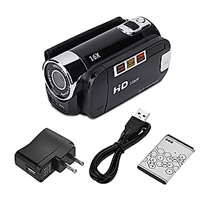 fosa Camera Camcorder, Portable Digital Video Camcorder Handy Camera Full HD 270° Rotation 1080P 16X High Definition Digital Camcorder Video DV Camera Great Kids(Black)