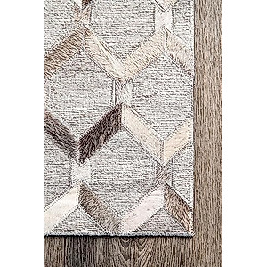 nuLOOM Modern Cowhide Trellis Area Rug, 10' x 14', Grey