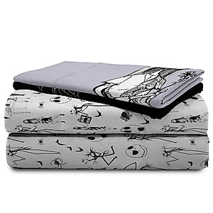 Jay Franco Disney Nightmare Before Christmas Gothic Romance Twin Sheet Set -3 Piece Set Super Soft and Cozy Kids Bedding Features Jack Skellington & Sally - Microfiber Sheets(Official Disney Product)