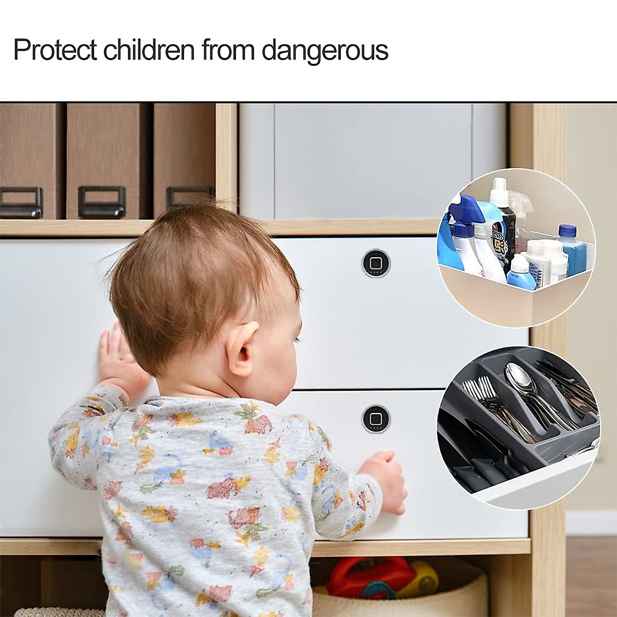 Fingerprint Drawer Lock eLinkSmart Phone App Cabinet Lock 30MM (27MM) Biometric Drawer Lock with 3 Sizes Tubular ​Cam 20 Fingerprints 1000+ App Users Support iOS Watch