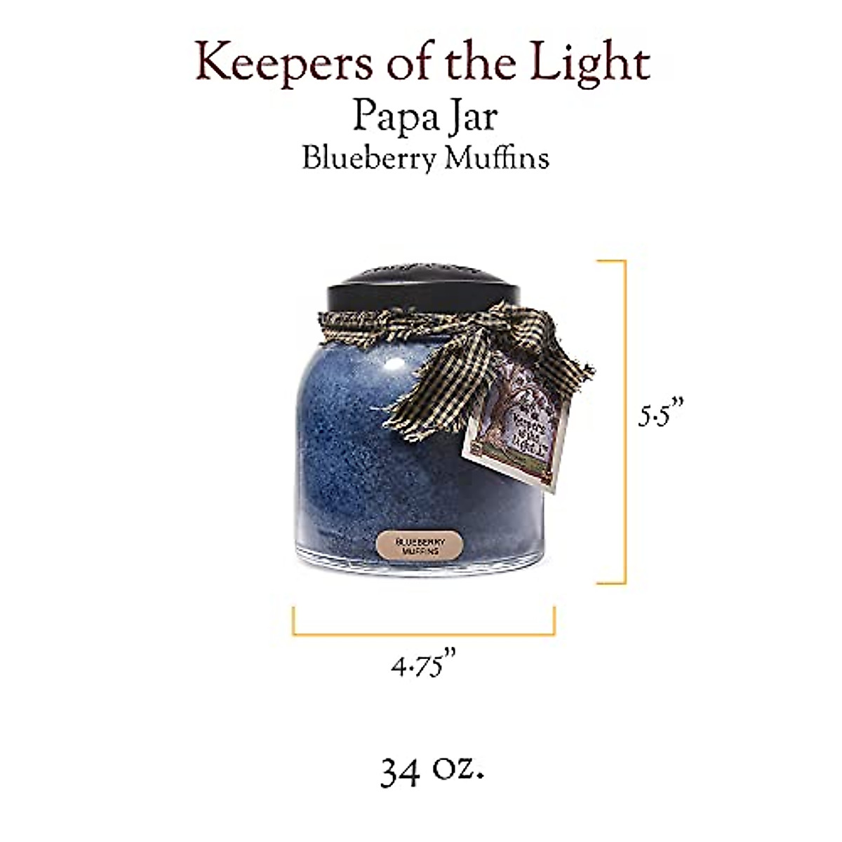 A Cheerful Giver — Blueberry Muffins - 34oz Papa Scented Candle Jar with Lid - Keepers of the Light - 155 Hours of Burn Time, Gift for Women, Blue