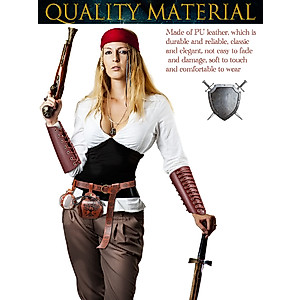 Medieval Faux Leather Set Adults Faux Leather Arm Guards Drawstring Faux Leather Pouch Halloween Dark Magic Cork Potion Bottle Knight Leather Belt Brown