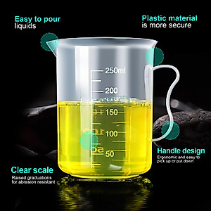 Plastic Graduated Cylinders& Plastic Beakers,Teenitor 5pcs Plastic Graduated Cylinders 10ml 25ml 50ml 100ml 250ml & 5pcs Plastic Beakers 50ml 100ml 250ml 500ml1000ml Clear 10pcs