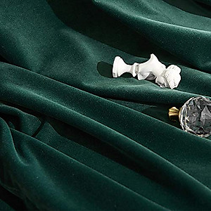 MYRU 1 Pair Nordic Velvet Curtains Dark Green Luxury Blackout Curtains for Bedroom and Living Room (2 X 54 by 96 Inch,Dark Green)