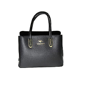 Vegan Leather Large Handbag - Durable Crossbody Shoulder Bag for Women - Top Handle Purse - Everyday Tote Shoulder Bag - BLACK