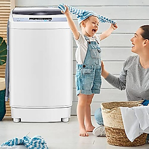 COSTWAY Portable Washing Machine, 9.92Lbs Capacity Full-automatic Washer with 10 Wash Programs, LED Display, 8 Water Levels, Compact Laundry Washer and Dryer Combo for Home, Apartment, Dorm, RVs