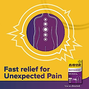 Bayer Back & Body Extra Strength Aspirin, 500mg Coated Tablets, Fast Relief at the Site of Pain, Pain Reliever with 32.5mg Caffeine, 200 Count